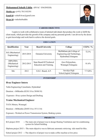 HVAC Engineer resume | PDF