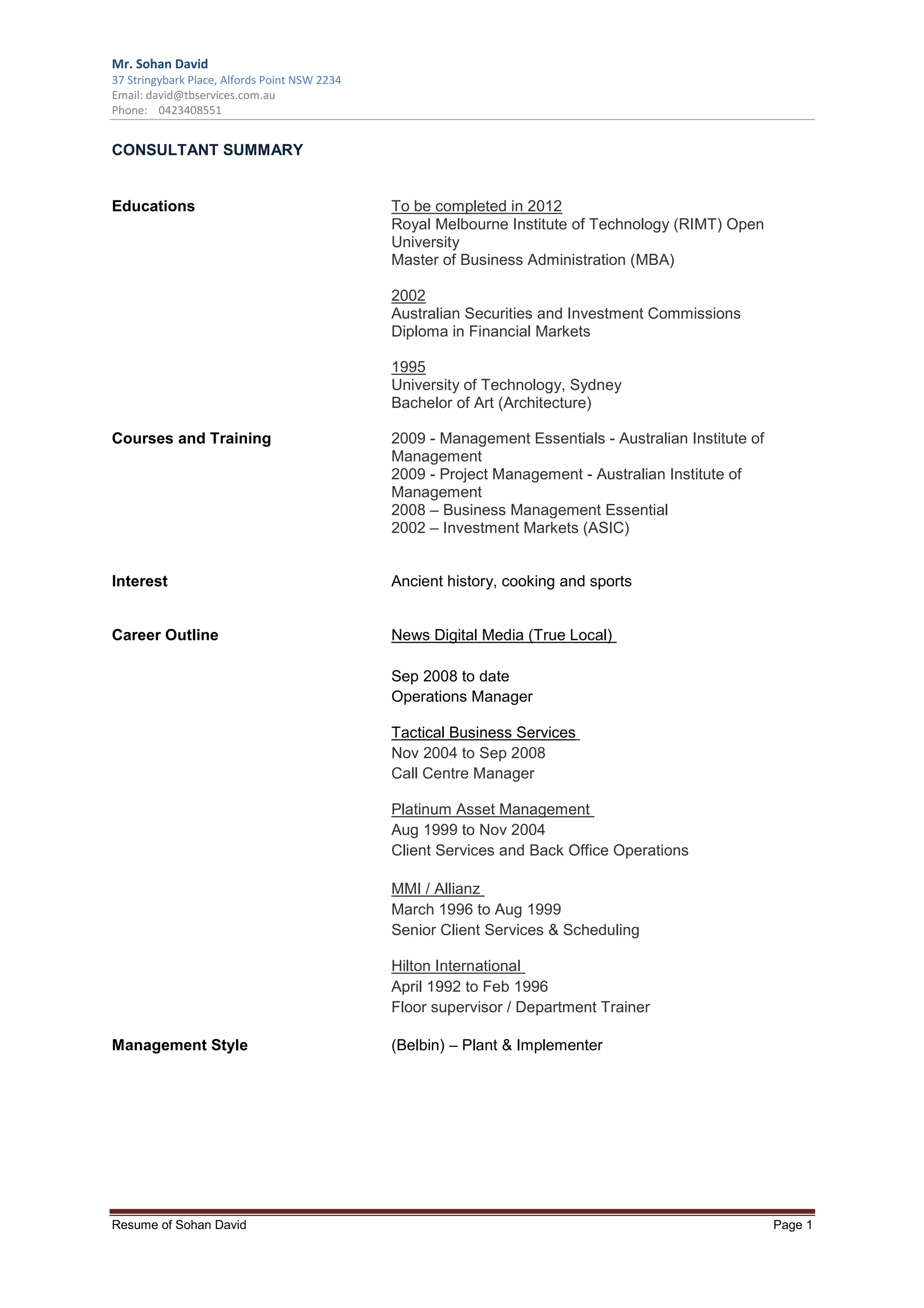 Sohan David Cv | PDF
