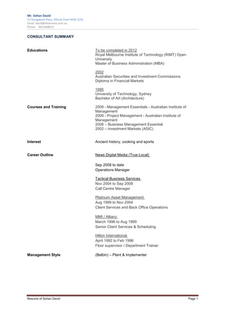 Sohan David Cv | PDF