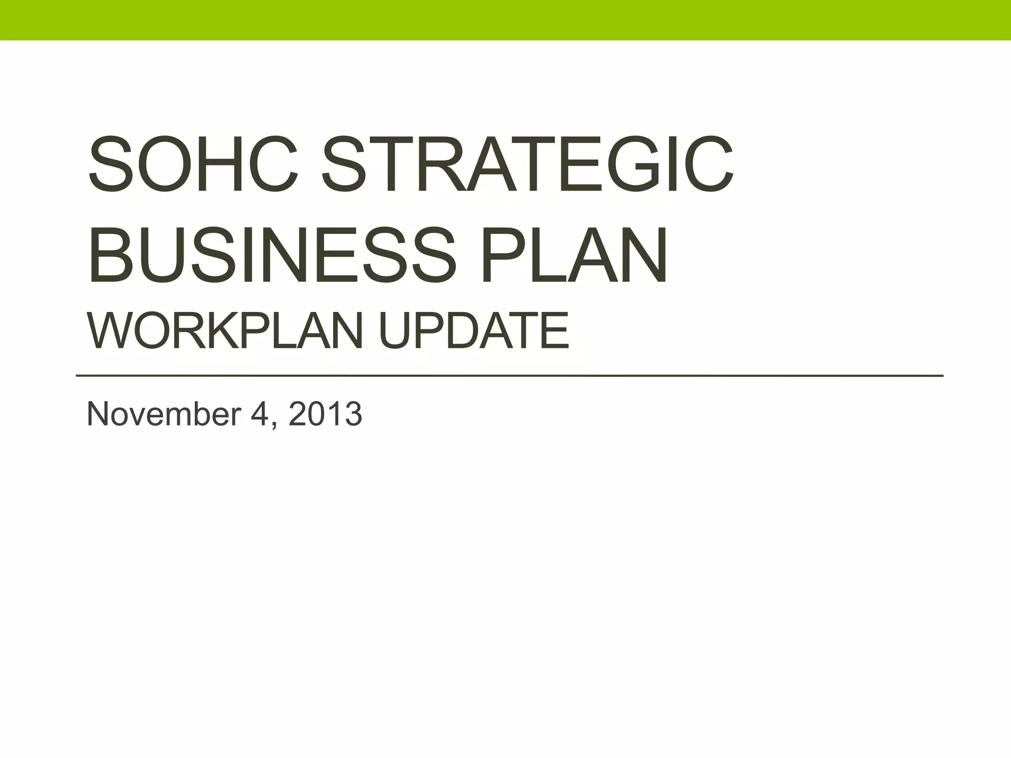 Sohc strategic business plan update | PDF