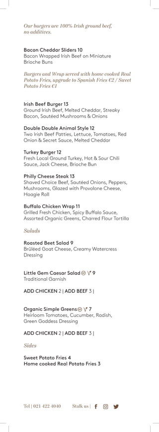 Soho restaurant brunch cork menu | PDF