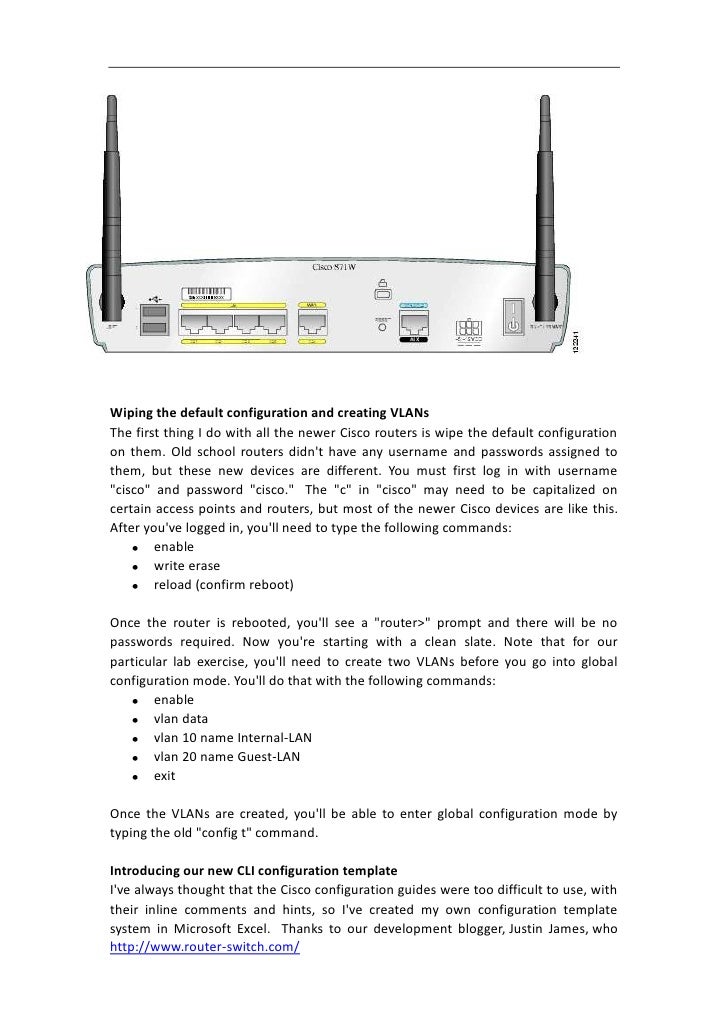 Soho setup, how to configure the cisco 871 w wireless router