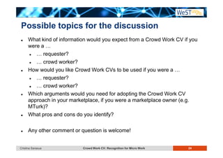 Crowd Work CV: Recognition for Micro Work | PDF