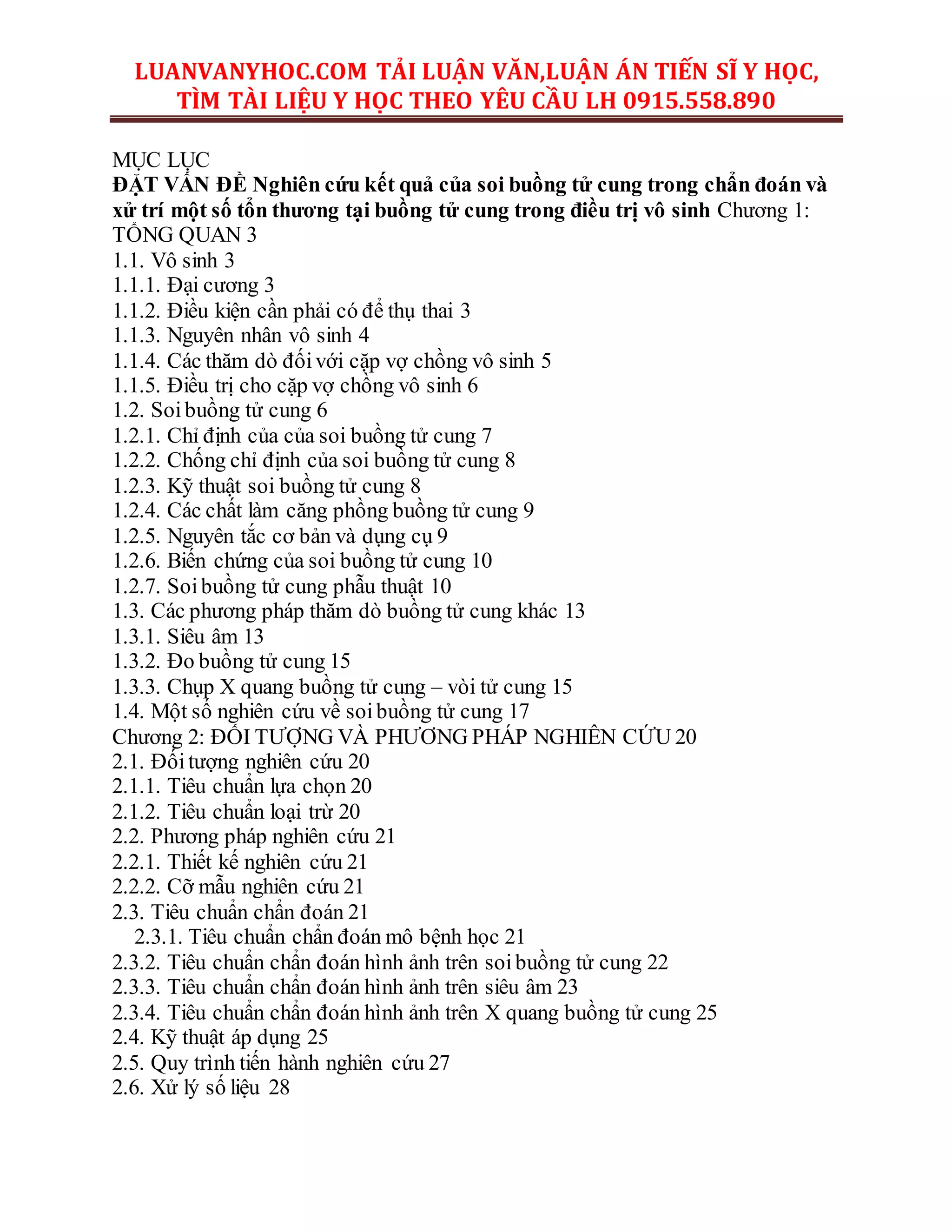 Soi buong tu cung trong chan doan va xu tri mot so ton thuong tai buong tu cung trong dieu tri ...