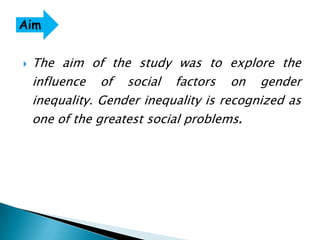 Soicalization factor cause gender inequality | PPTX