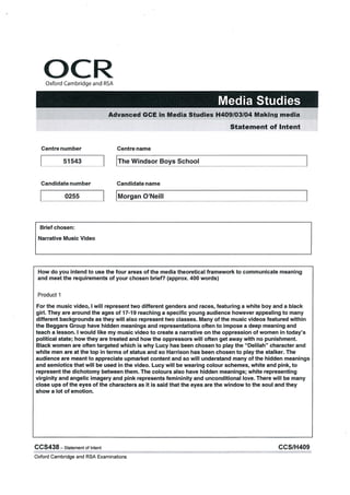 Statement Of Intent | PDF