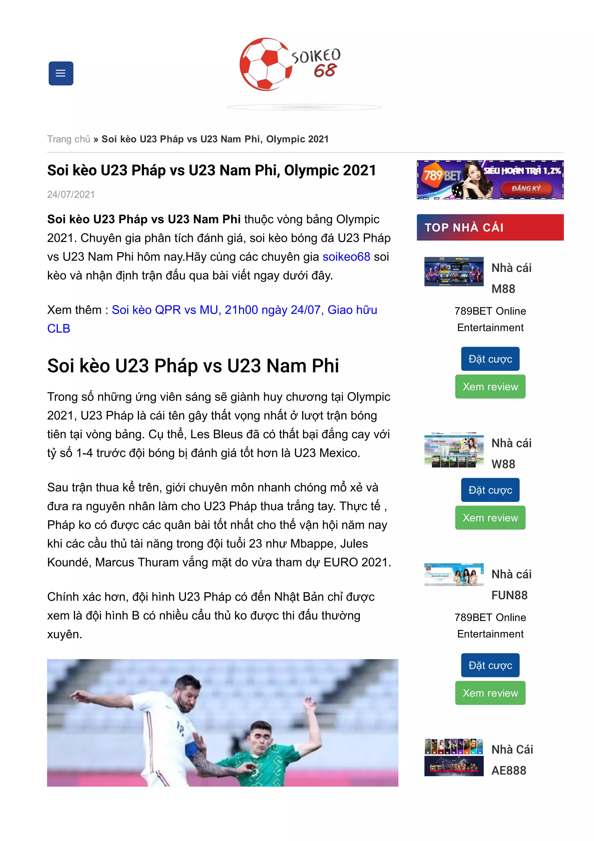 Soi kèo U23 Pháp vs U23 Nam Phi, Olympic 2021 | PDF