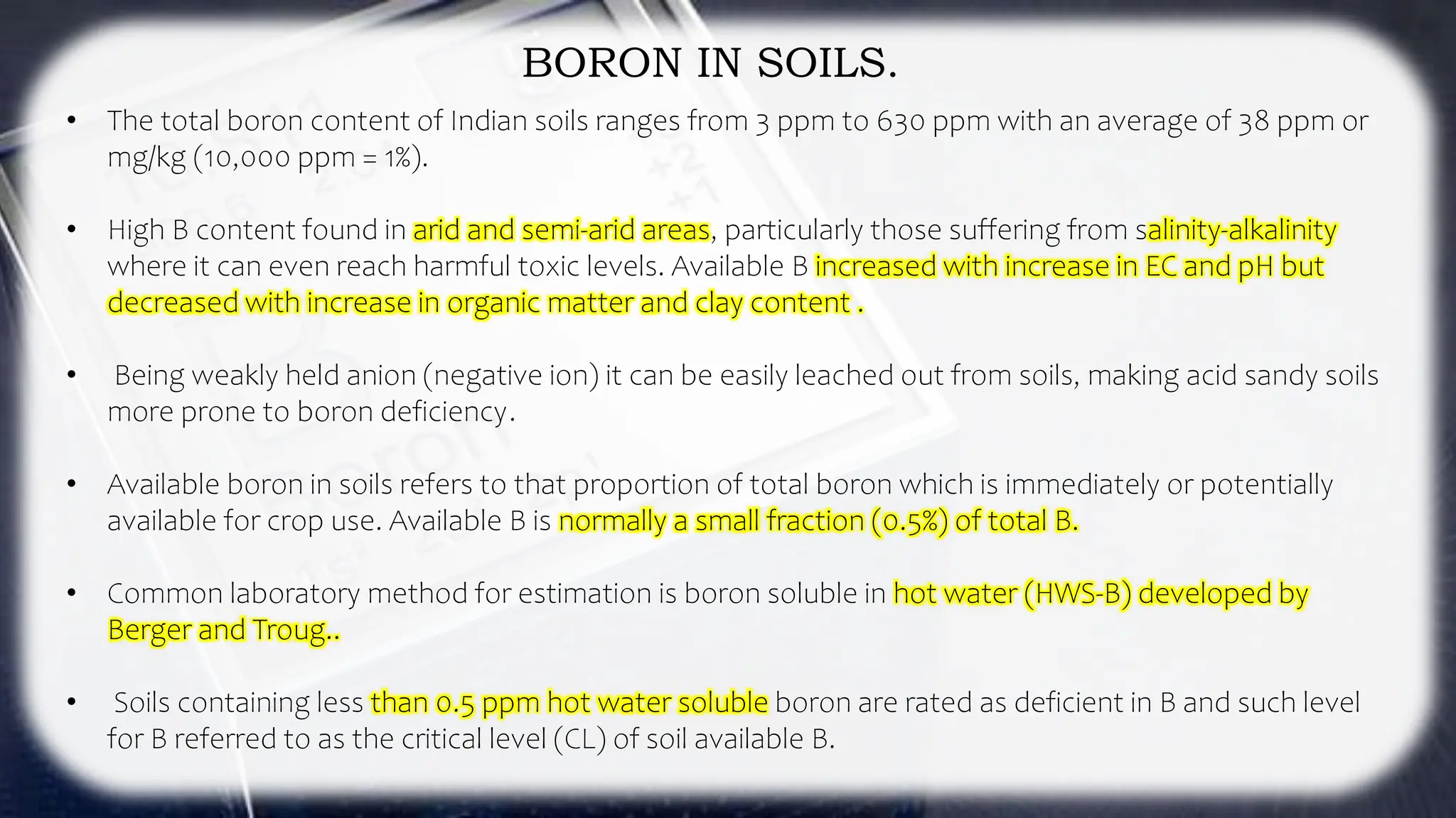 SOIL BORON, effect on plant growth and its managment in agriculture | PPTX