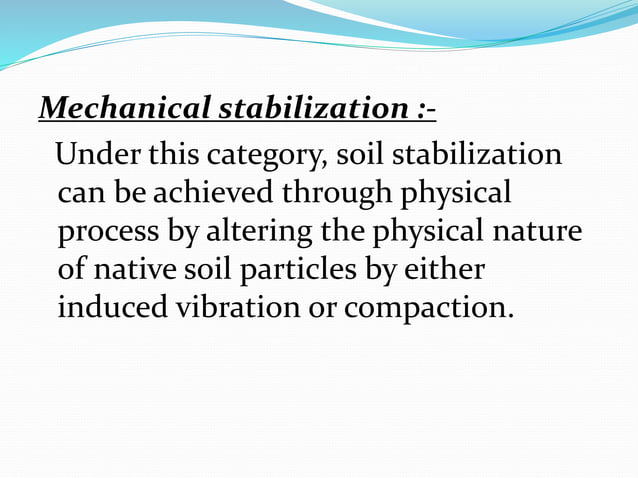 Soil stabilization techniques | PPTX | Geology | Science