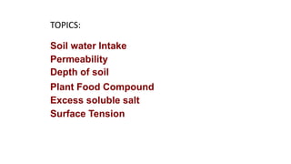 Soil water relation | PPTX