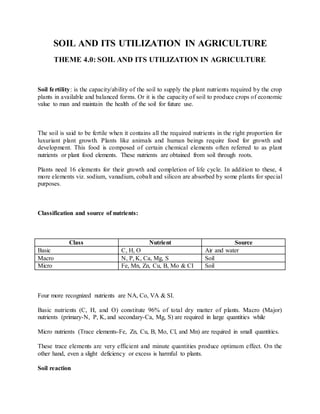 Soil and its utilization in agriculture | DOCX | Gardening | Home & Garden