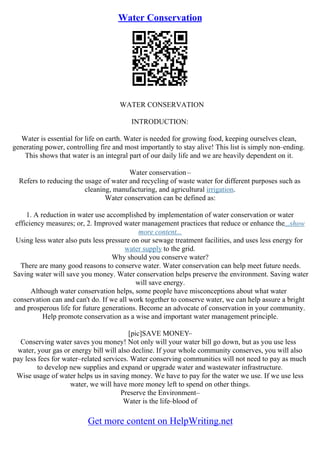 Soil And Water Conservation Essay | PDF