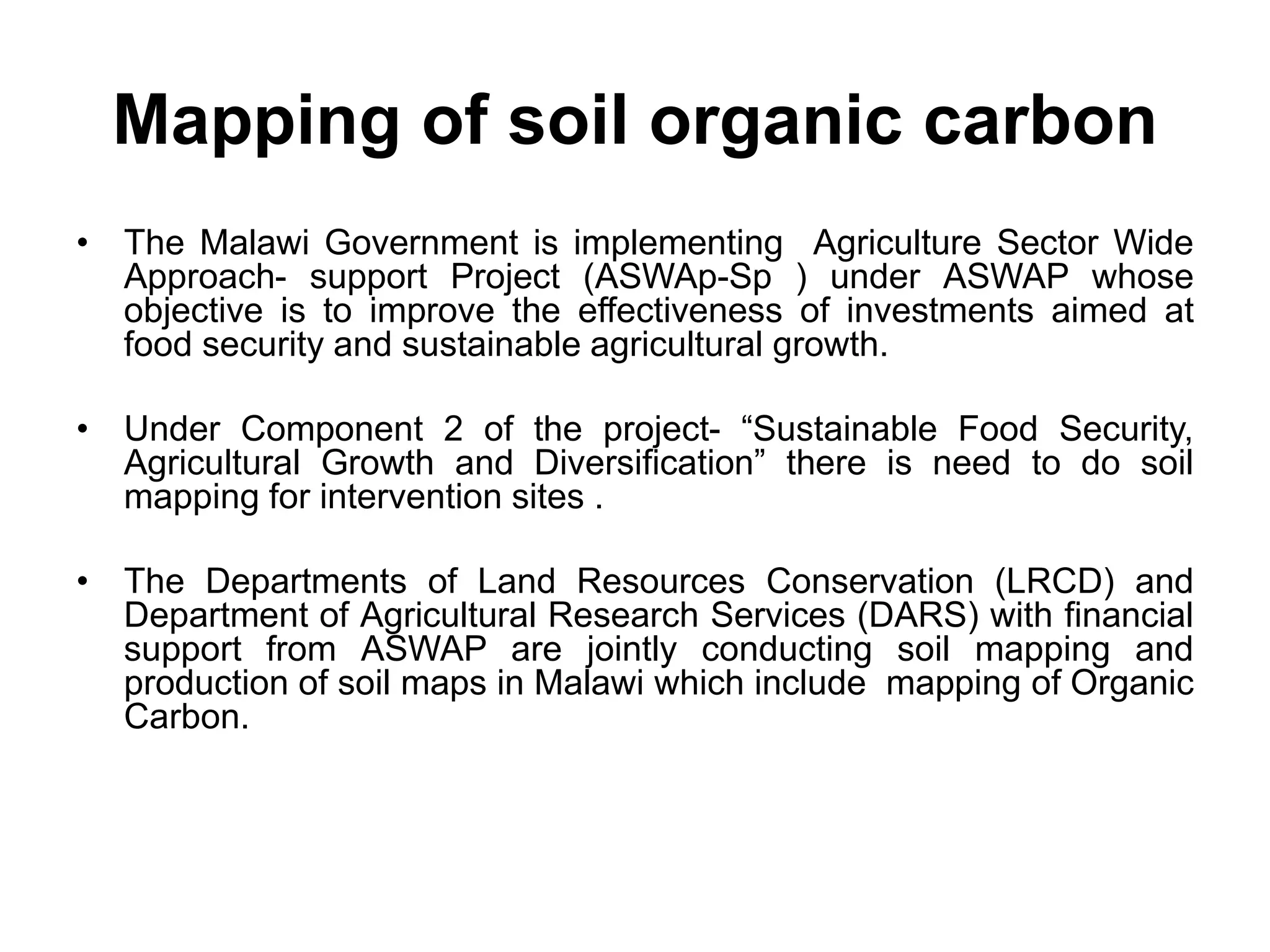 Progress on Malawi Soil Organic Carbon map | PPTX