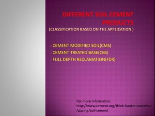 GROUND IMPROVEMENT TECHNIQUES (Soil cement stabilization) | PPTX