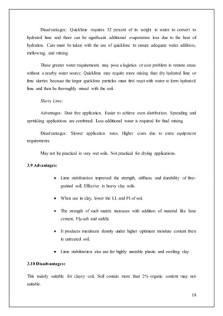 Overview of Soil Stabilization :Cement / Lime:Report | DOCX
