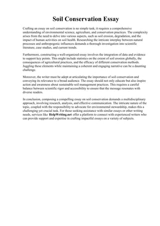 Soil Conservation Essay | PDF