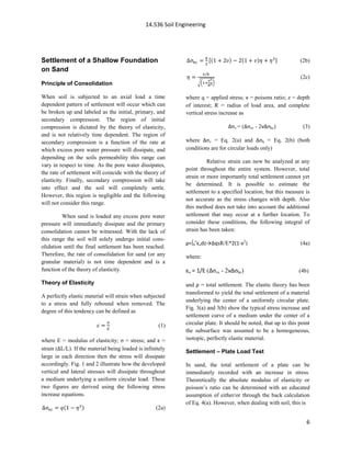 The Bearing Capacity of a Shallow Foundation, as proposed by Vesic; The Settlement of a Shallow ...