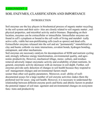 Soil enzymes enzymes classification and importance | PPT