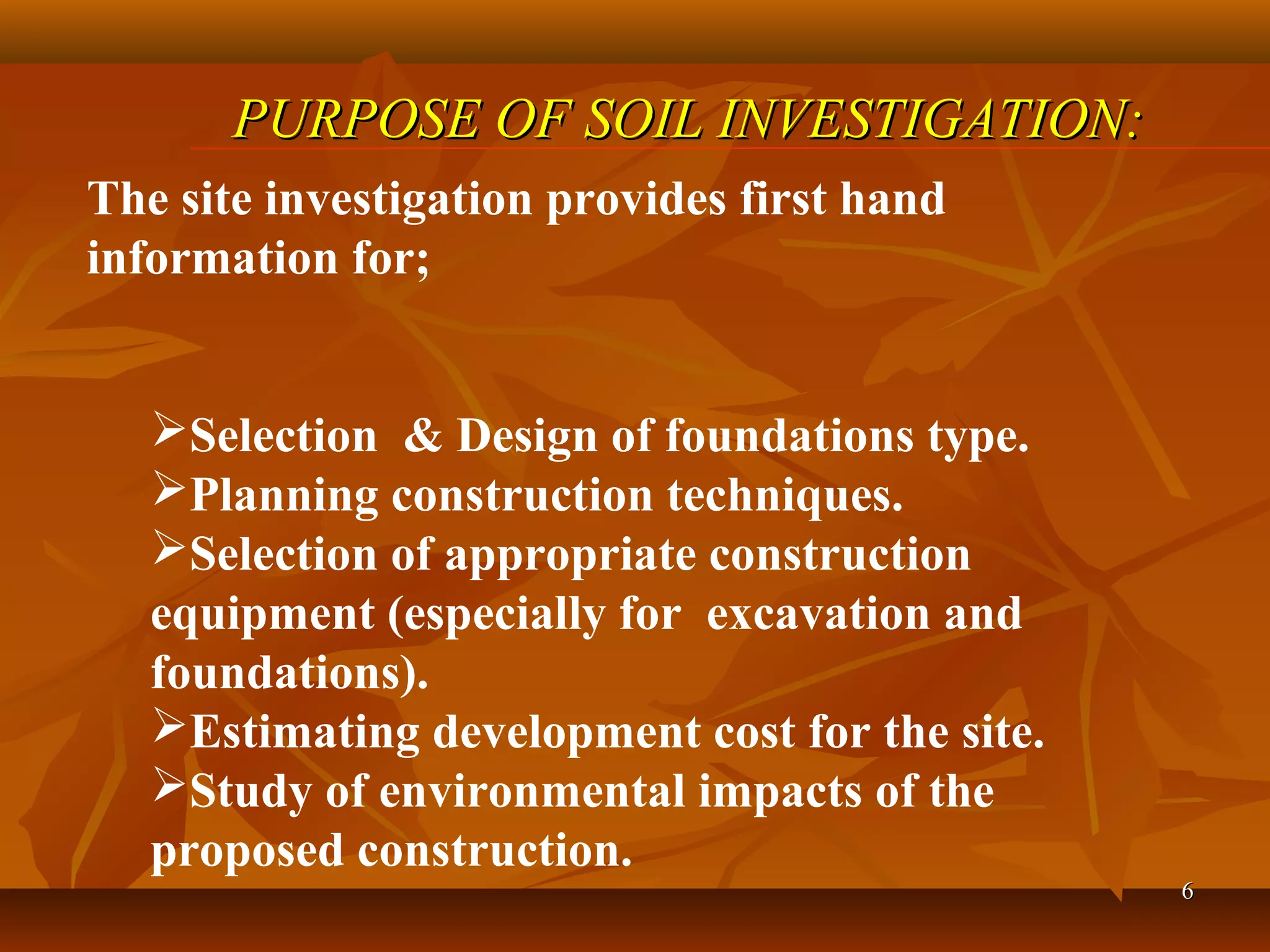 Soil exploration/Investigation method, purpose depth of exploration ...
