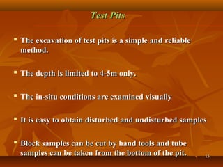 Soil exploration/Investigation method, purpose depth of exploration ...
