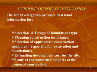 Soil exploration/Investigation method, purpose depth of exploration ...