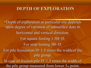Soil exploration/Investigation method, purpose depth of exploration ...