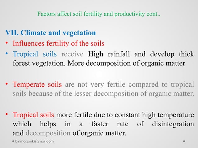 FACTORS AFFECTING SOIL FERTILITY AND PRODUCTIVITY | PPTX