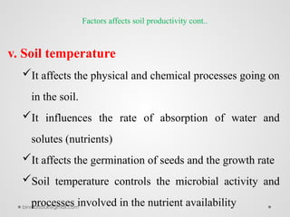 FACTORS AFFECTING SOIL FERTILITY AND PRODUCTIVITY | PPTX