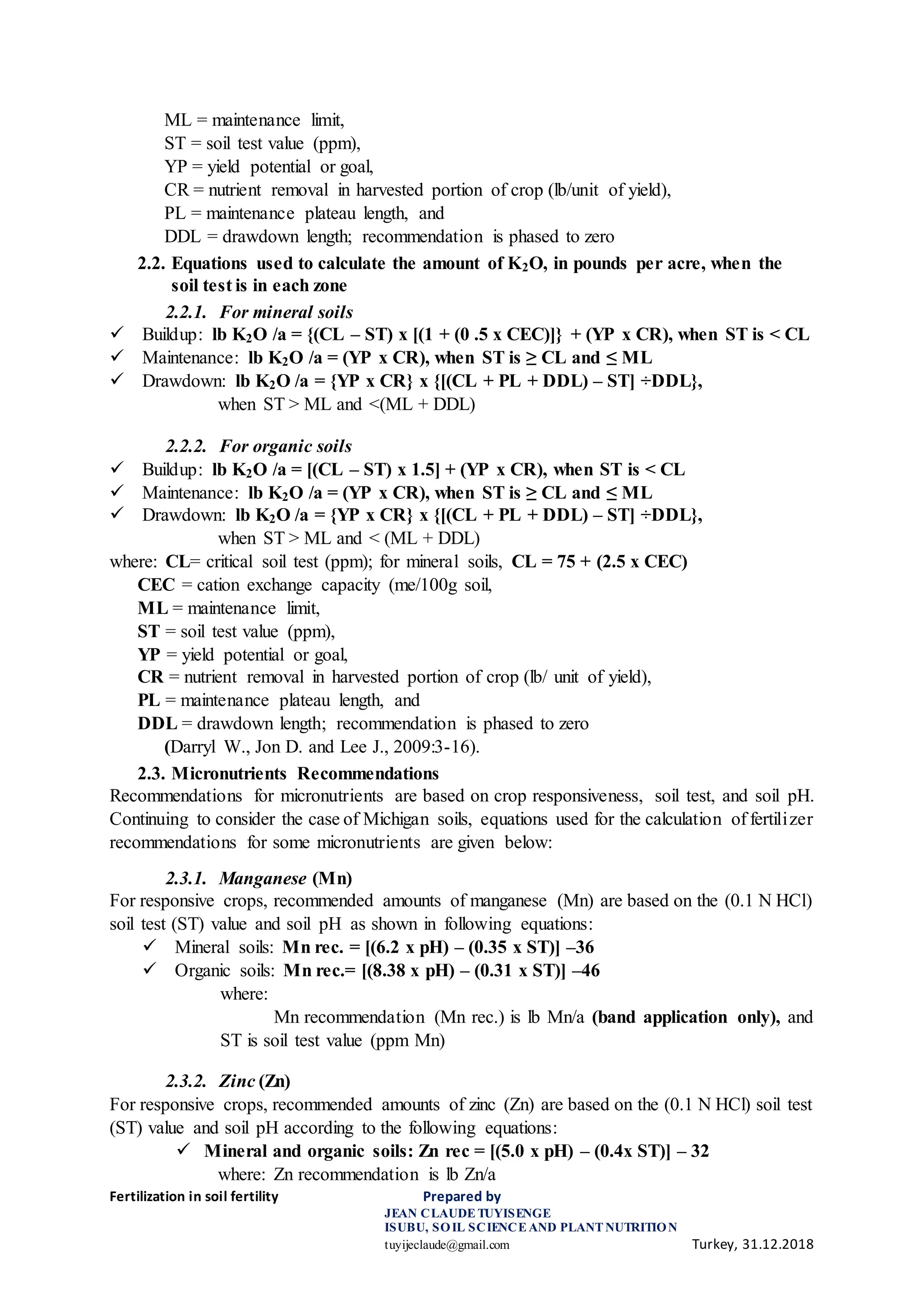 Fertilizer recommendation: Fertilizer application rate calculation and ...