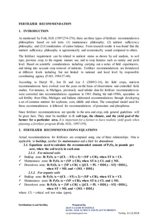 Fertilizer recommendation: Fertilizer application rate calculation and ...