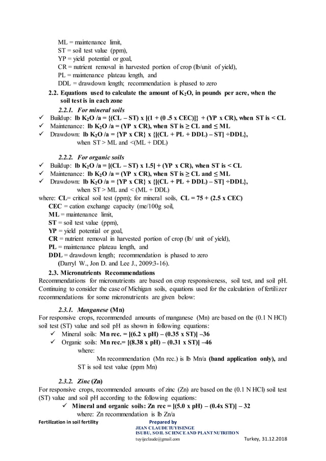 Fertilizer Recommendation Fertilizer Application Rate Calculation And