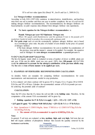 Fertilizer recommendation: Fertilizer application rate calculation and ...