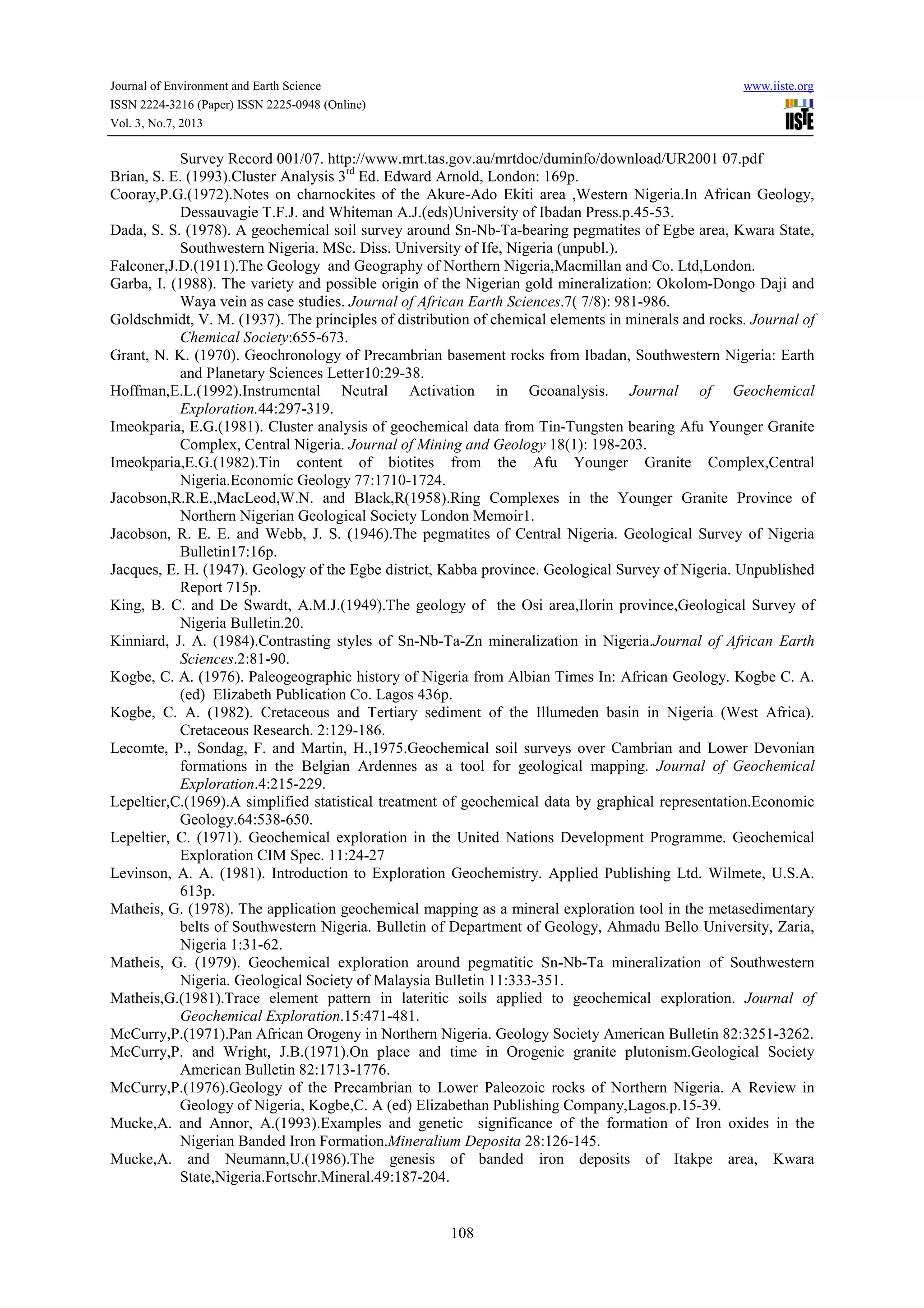 Soil geochemical survey of eruku and environs | PDF | Geography | Science