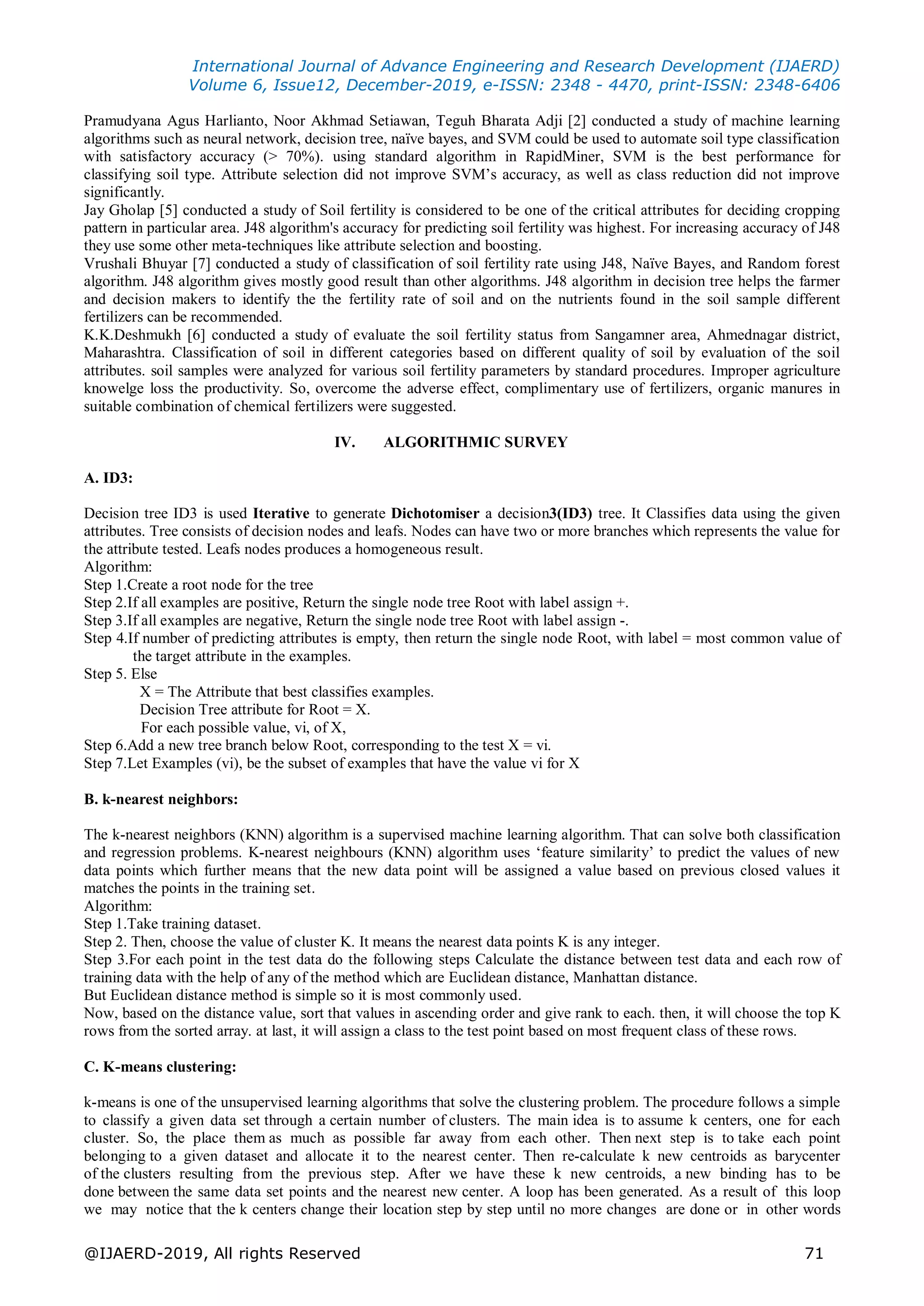 Soil health analysis for crop suggestions using machine learning | PDF