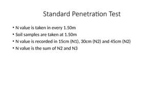 Soil Investigation and Bore Holes - Procedure and Data sample | PPT