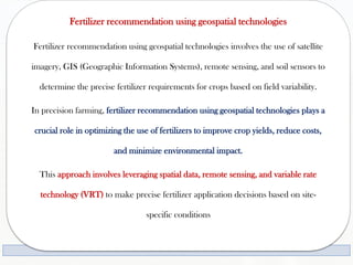 Soil mapping; Fertilizer recommendation using geospatial technologies.pdf