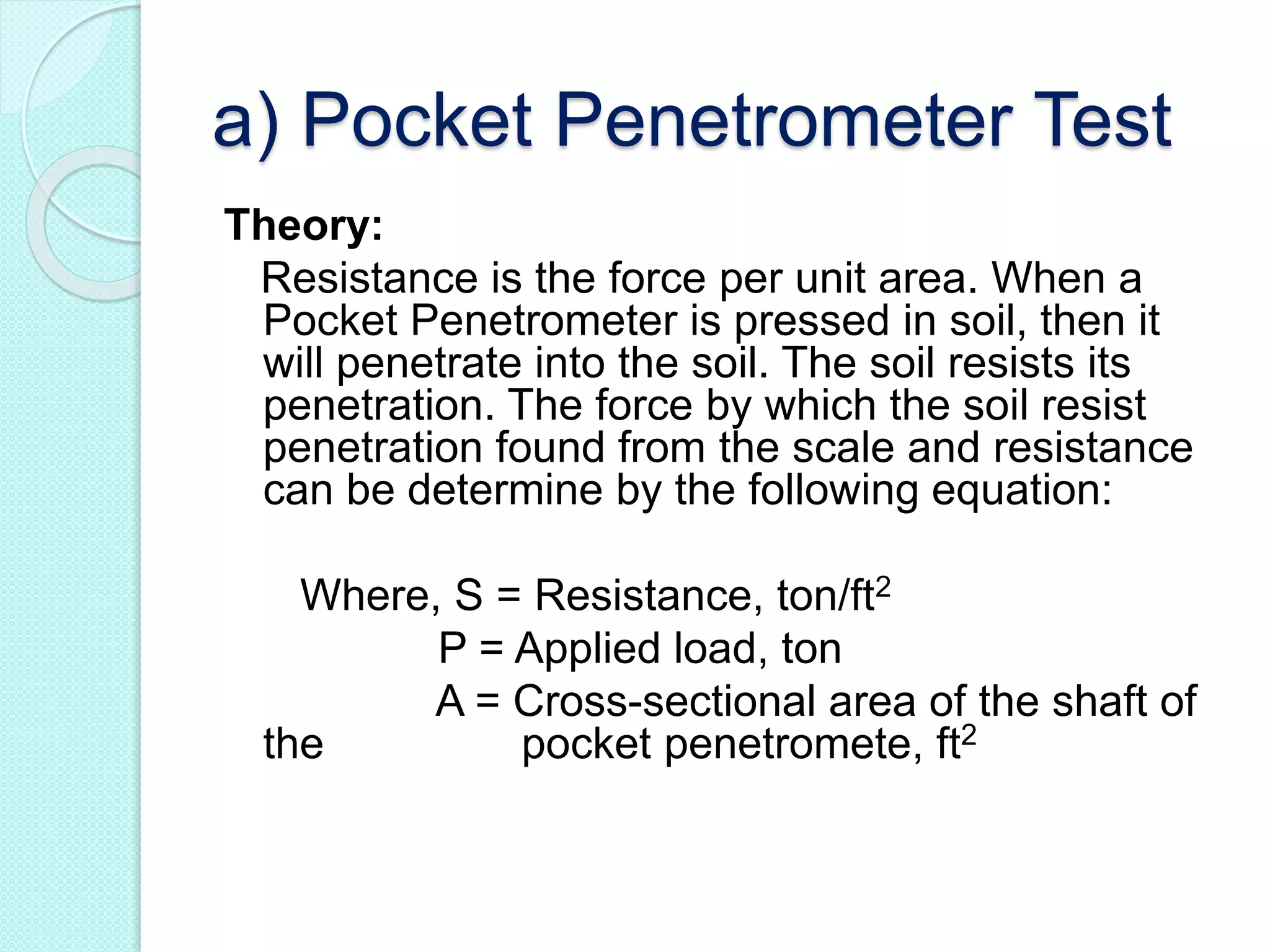 DETERMINATION OF SOIL RESISTANCES: | PPTX