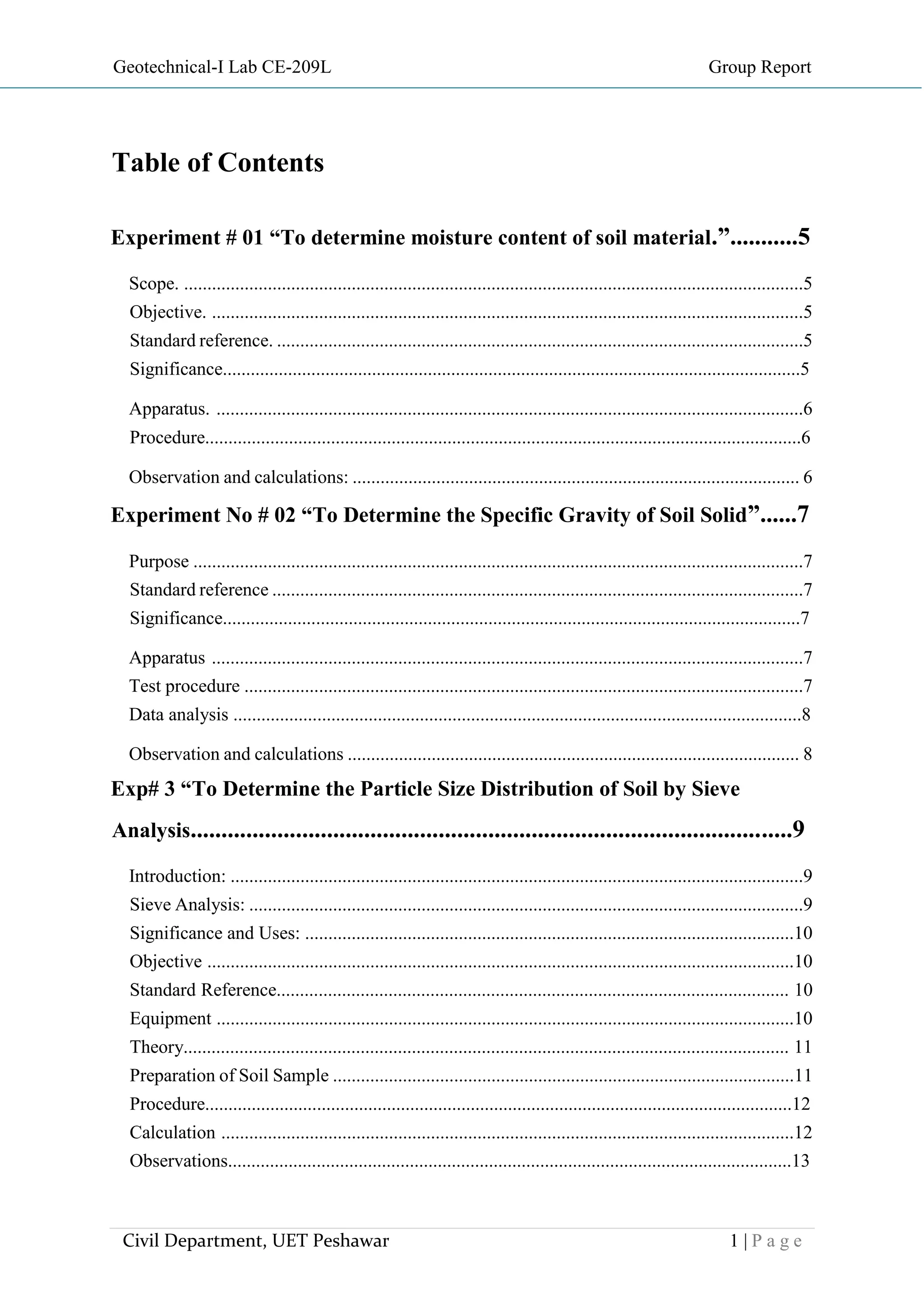 Soil mechanics(geotechnical engg) lab report | PDF