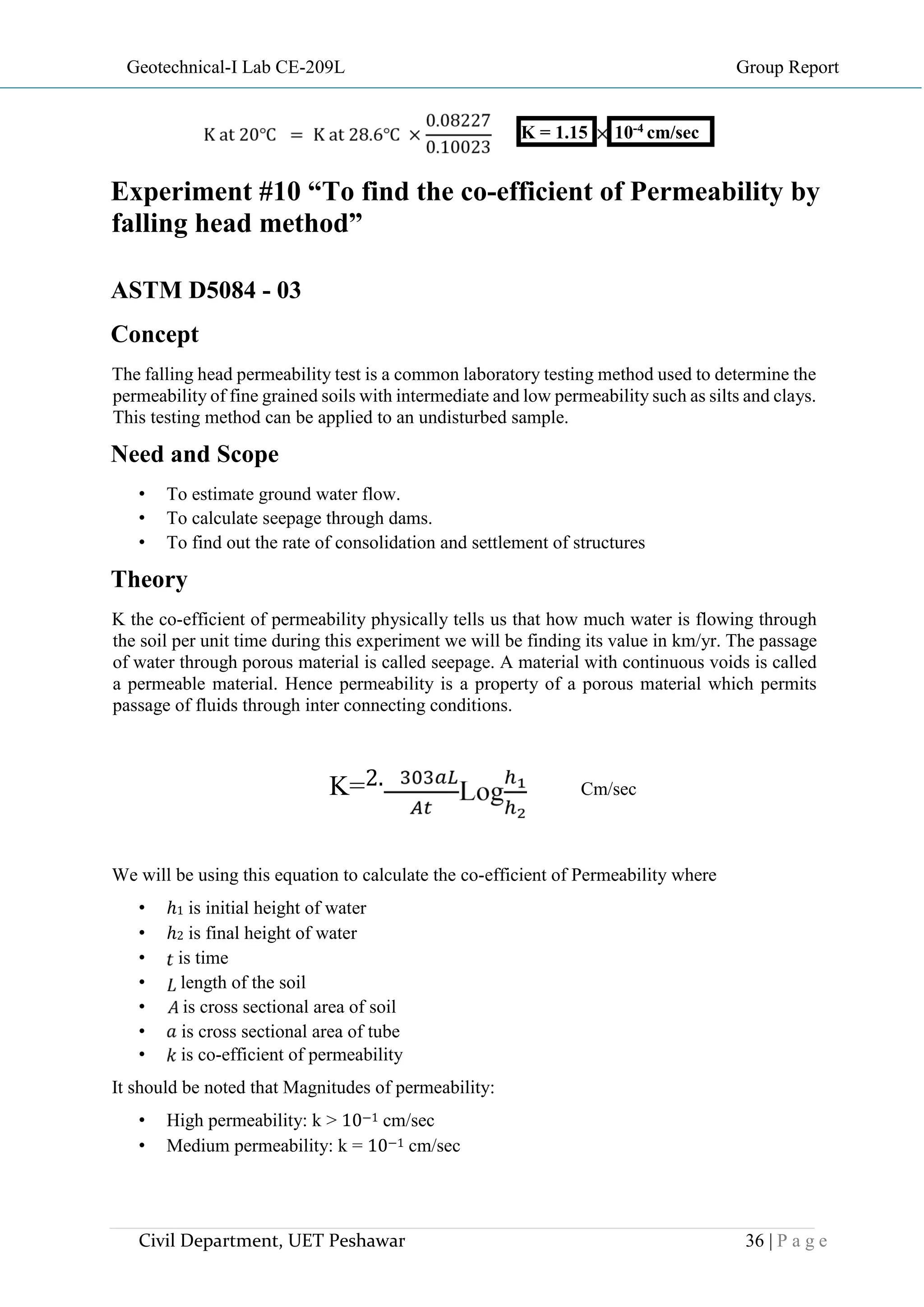 Soil mechanics(geotechnical engg) lab report | PDF