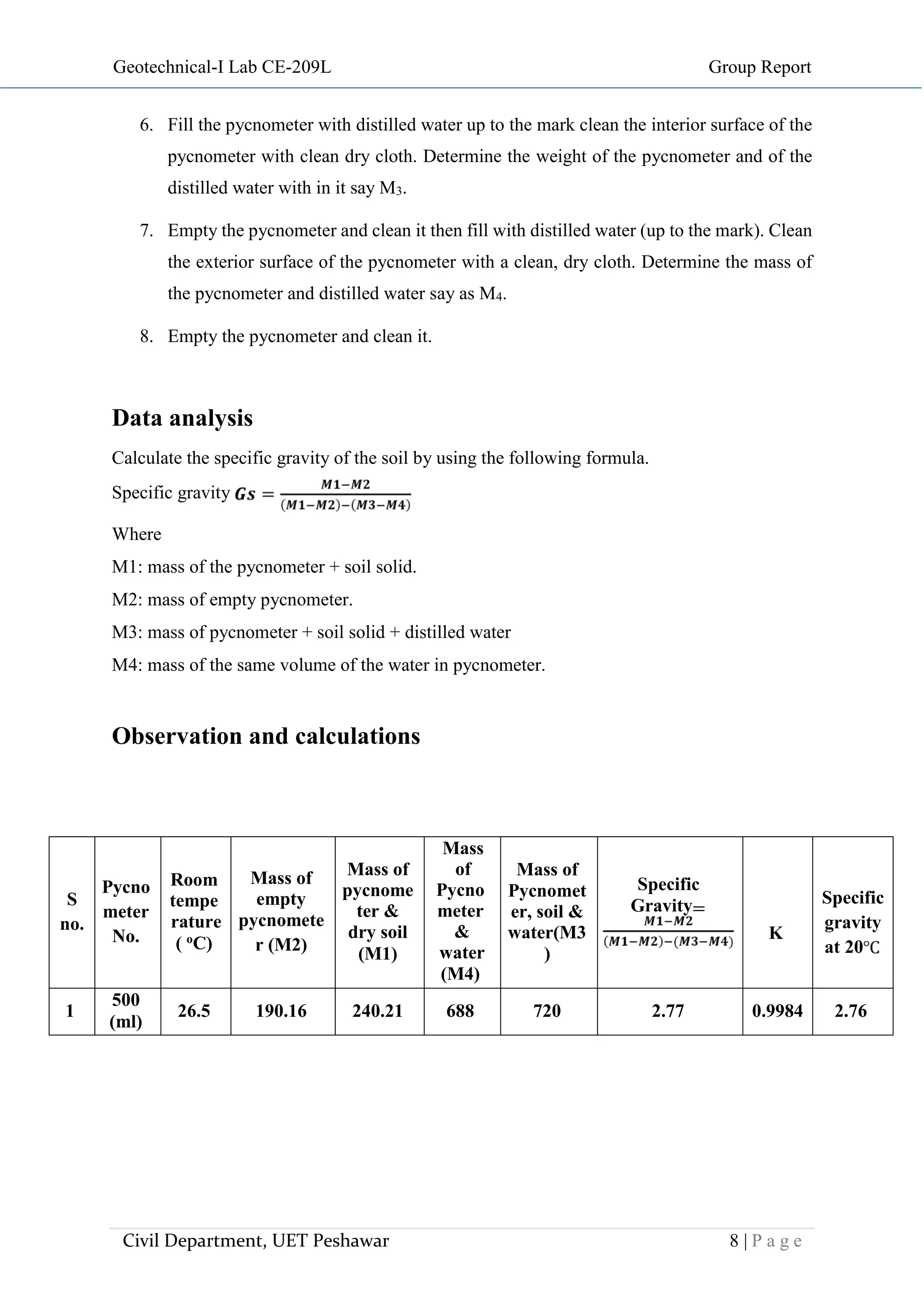 Soil mechanics(geotechnical engg) lab report | PDF