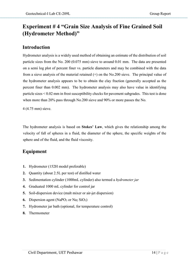 Soil mechanics(geotechnical engg) lab report | PDF | Civil Engineering ...