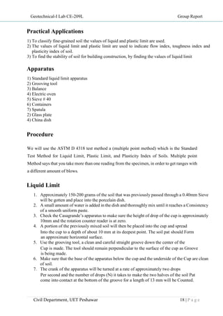 Soil mechanics(geotechnical engg) lab report | PDF
