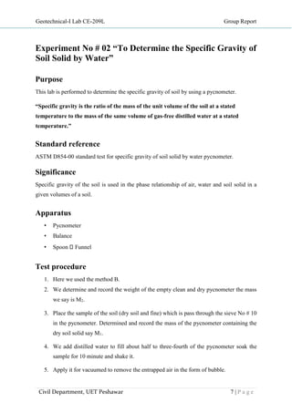 Soil mechanics(geotechnical engg) lab report | PDF