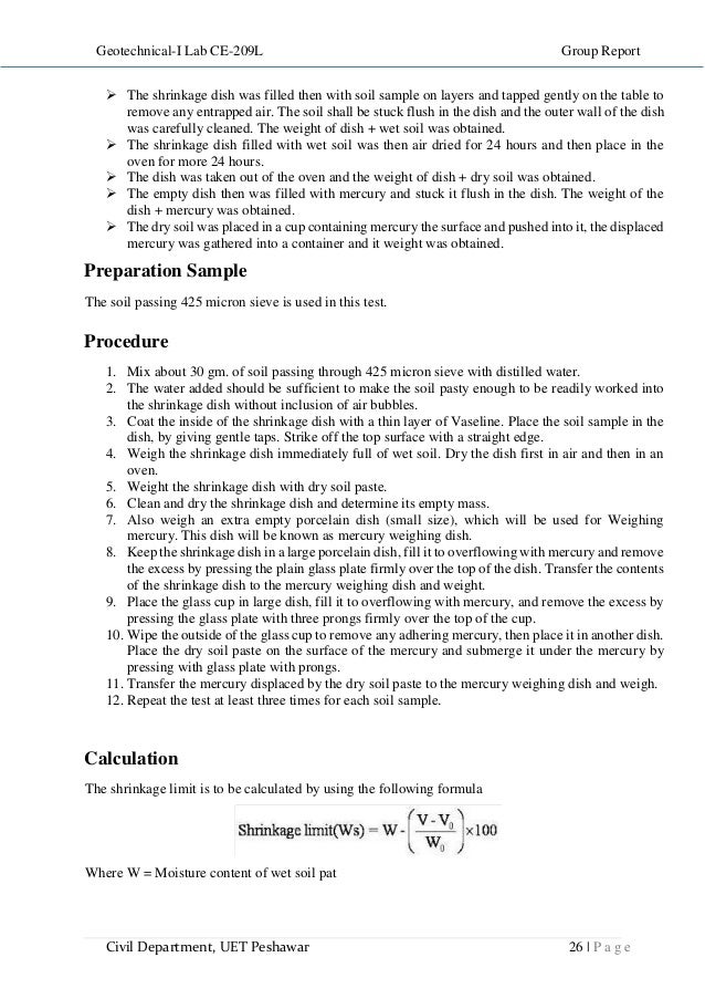 Soil mechanics(geotechnical engg) lab report