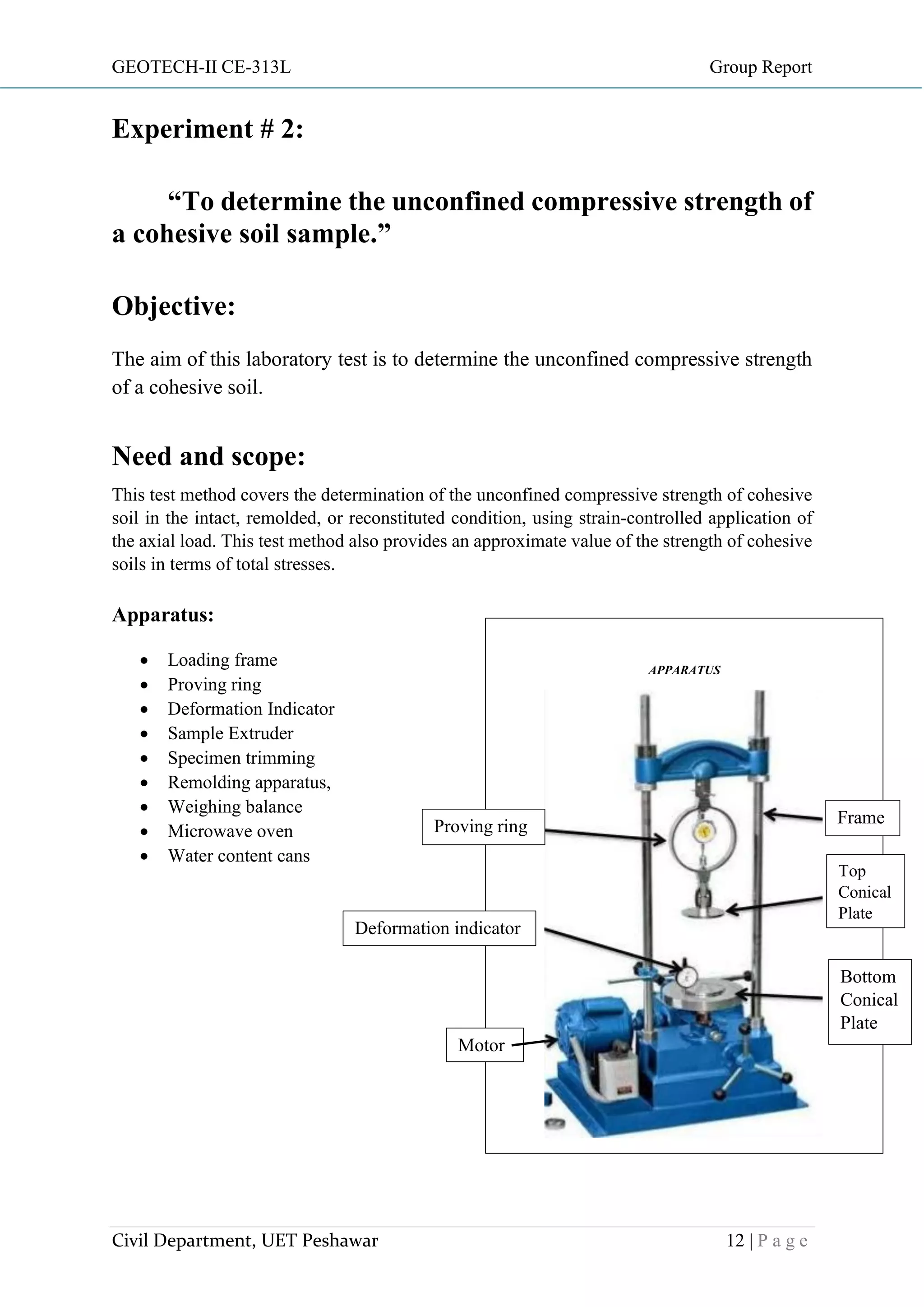 Soil mechanics 2 (geotech engg) lab report | PDF