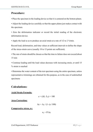 Soil mechanics 2 (geotech engg) lab report | PDF