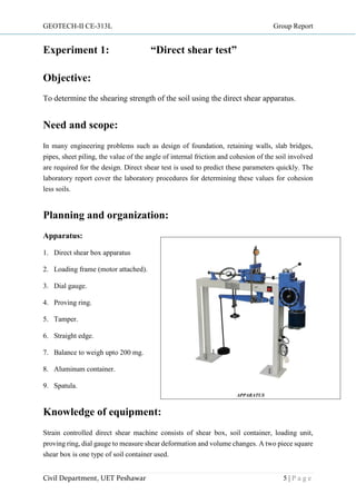 Soil mechanics 2 (geotech engg) lab report | PDF