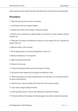 Soil mechanics 2 (geotech engg) lab report | PDF
