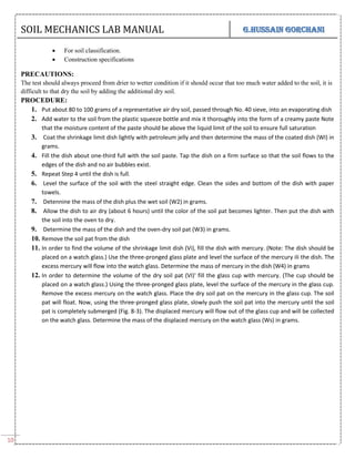 CT-233 SOIL MECHANICS LAB MANUAL BSC Civil | PDF