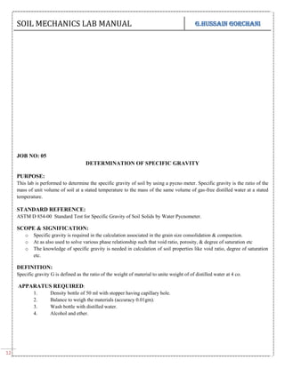 CT-233 SOIL MECHANICS LAB MANUAL BSC Civil | PDF